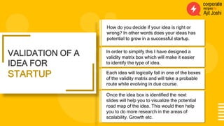 Validation of idea for a start up | PPTX