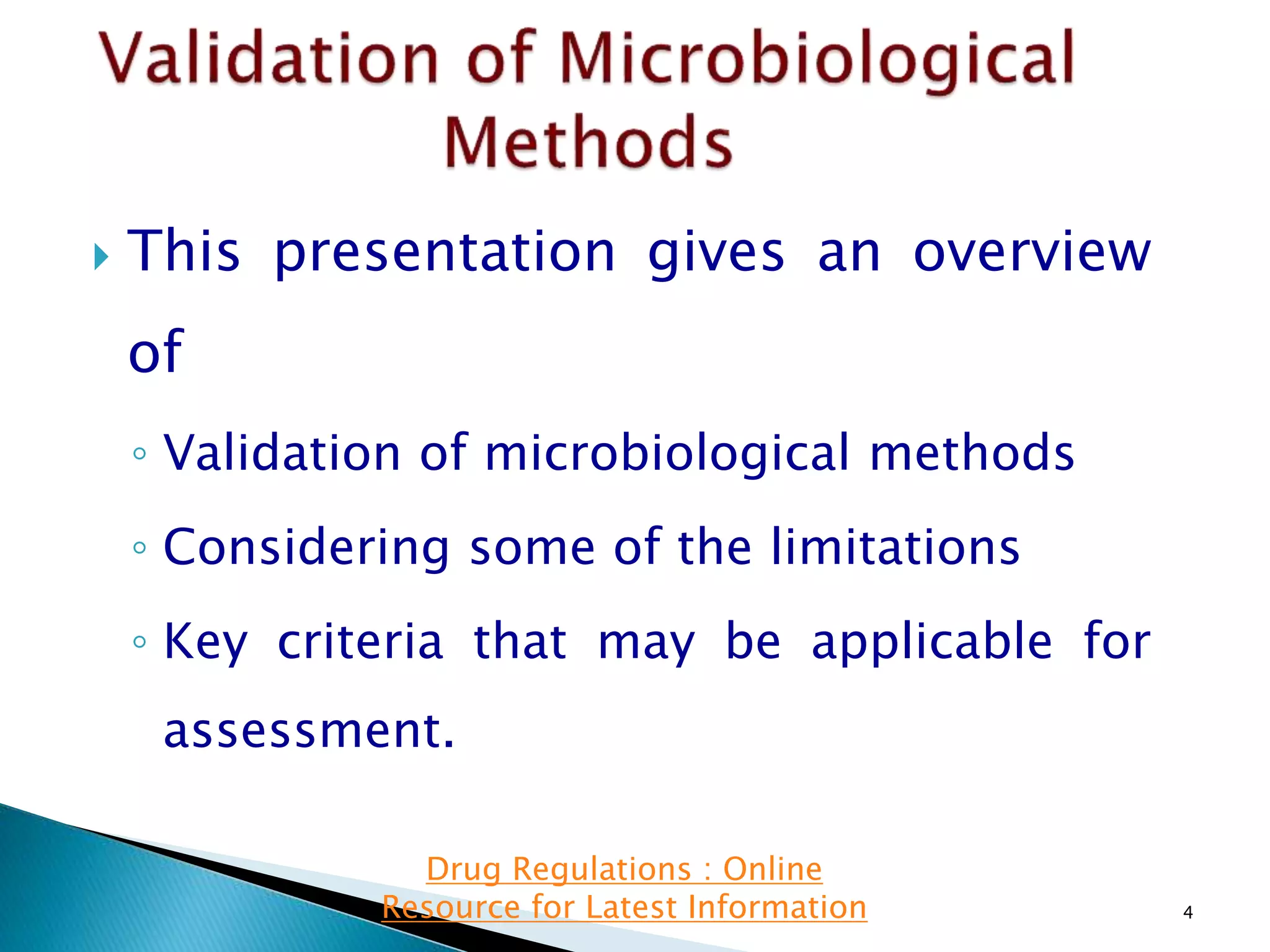 Validation of Microbiological Methods | PPTX