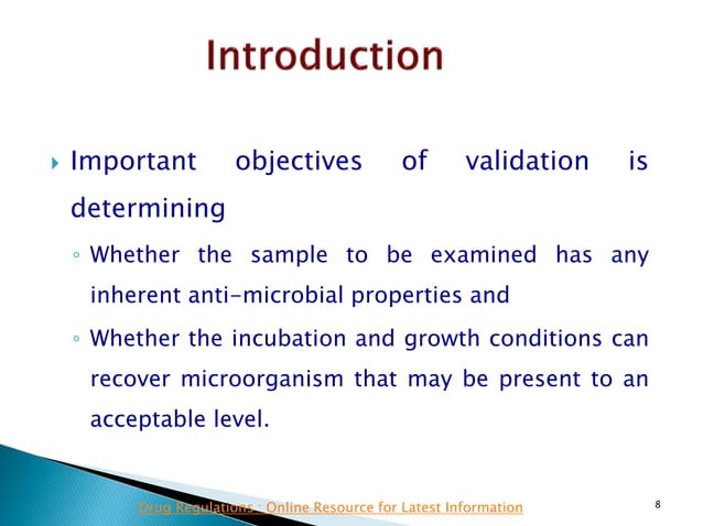 Validation of Microbiological Methods | PPTX