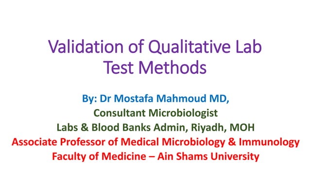 Validation of qualitative lab test methods | PPTX