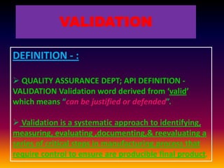 Validation of raw materials | PPSX