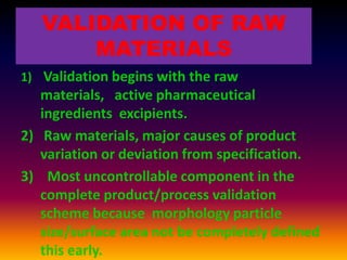 Validation of raw materials | PPSX