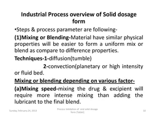 Validation of solid oral dosage form, tablet 1 | PPTX