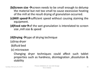 Validation of solid oral dosage form, tablet 1 | PPTX