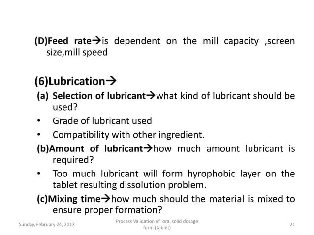 Validation of solid oral dosage form, tablet 1 | PPTX | Pharmaceutical Industry | Industries