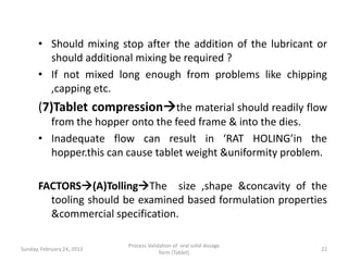Validation of solid oral dosage form, tablet 1 | PPTX