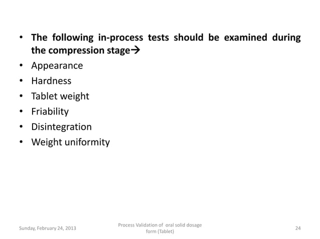 Validation of solid oral dosage form, tablet 1 | PPTX | Pharmaceutical ...