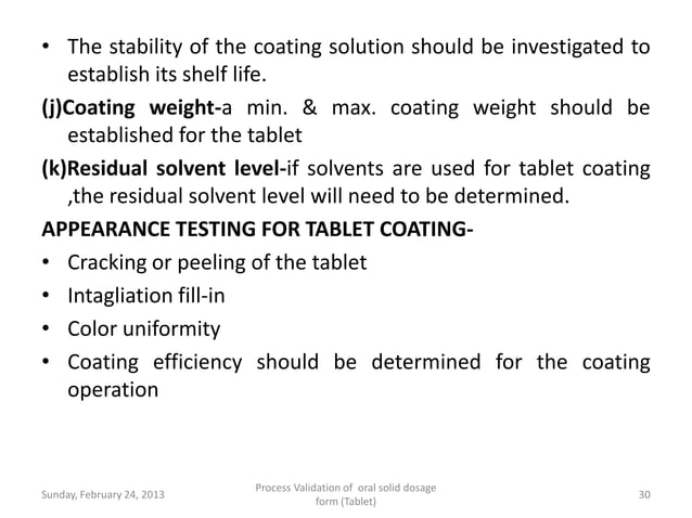 Validation of solid oral dosage form, tablet 1 | PPTX | Pharmaceutical ...