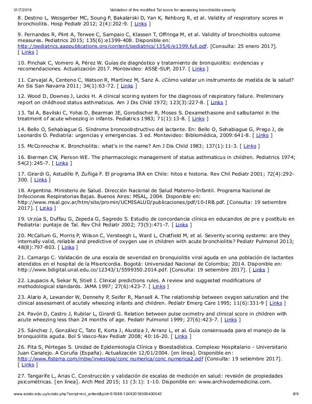 Validation of the modified tal score for assessing bronchiolitis seve…