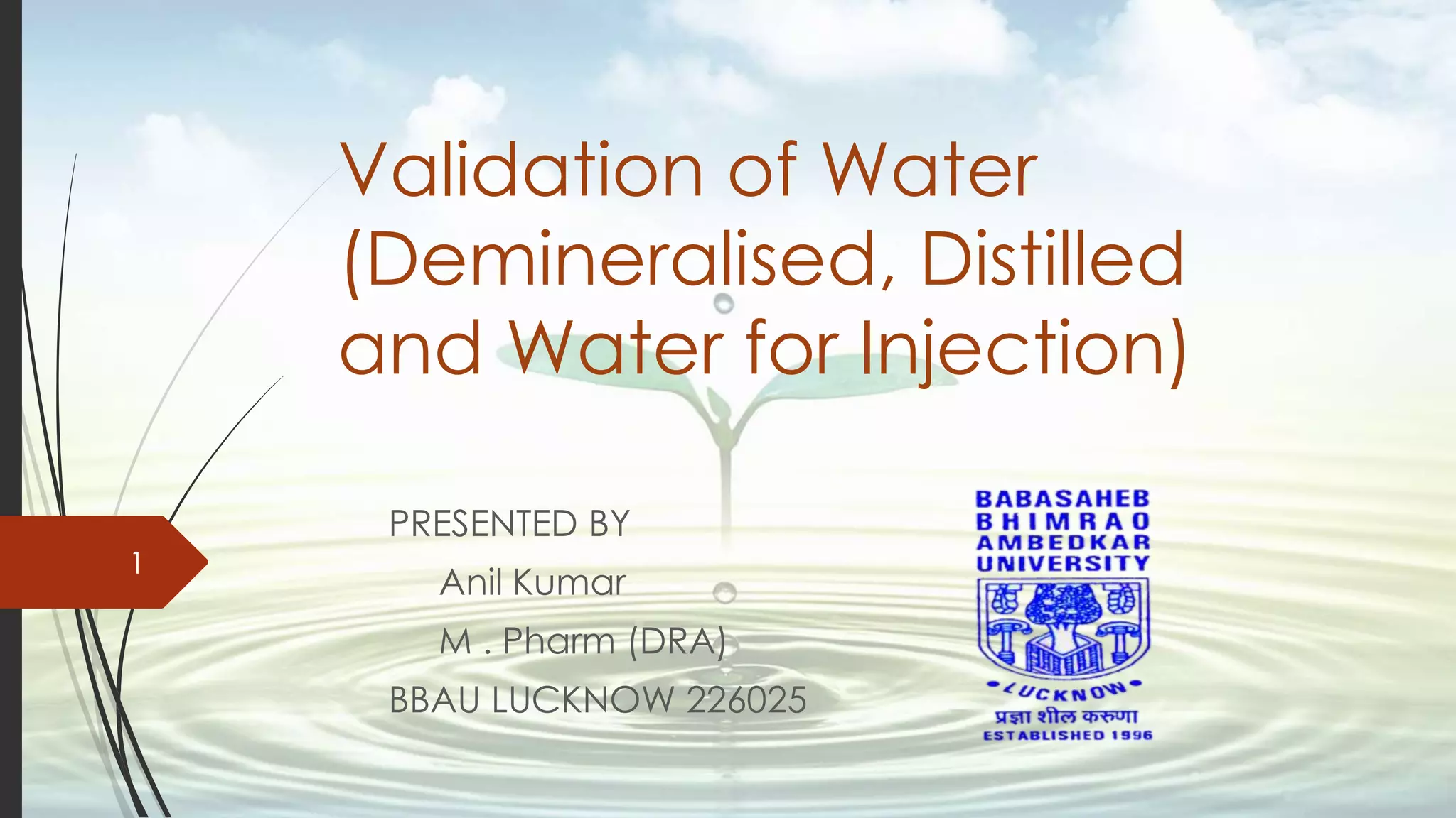 Validation of water | PPTX