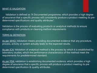 Pharmaceutical validation , Types of validation | PPTX