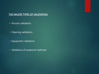 Pharmaceutical validation , Types of validation | PPTX