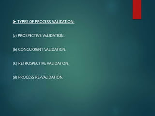 Pharmaceutical validation , Types of validation | PPTX