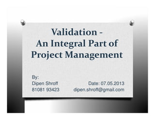 Validation : Project Management | PDF