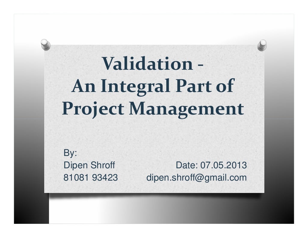 Validation Project Management