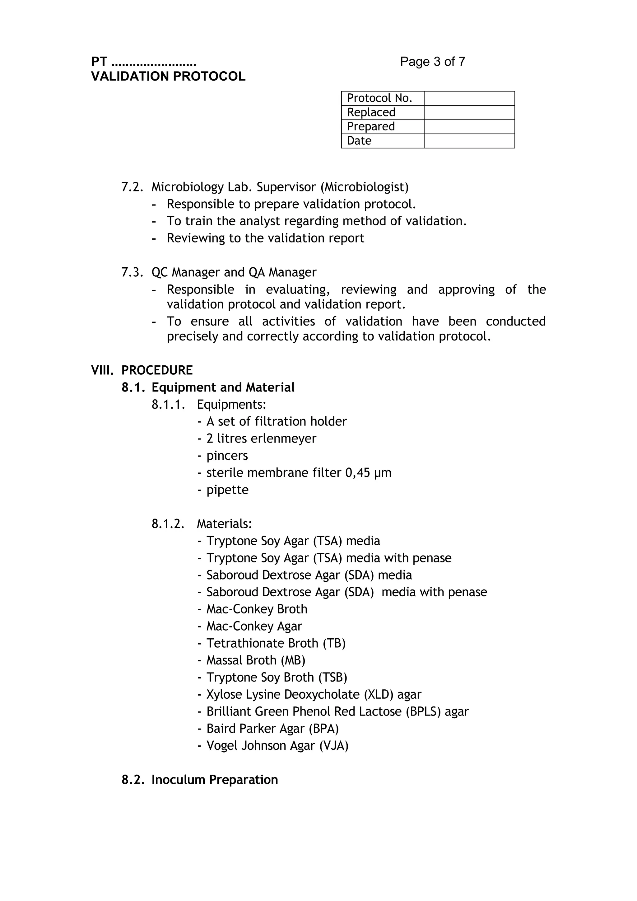 Contoh protokol validasi metode analisis mikrobiologi #2 | DOCX