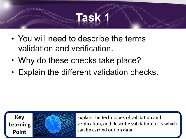 Validation, verification, output and backup | PPT