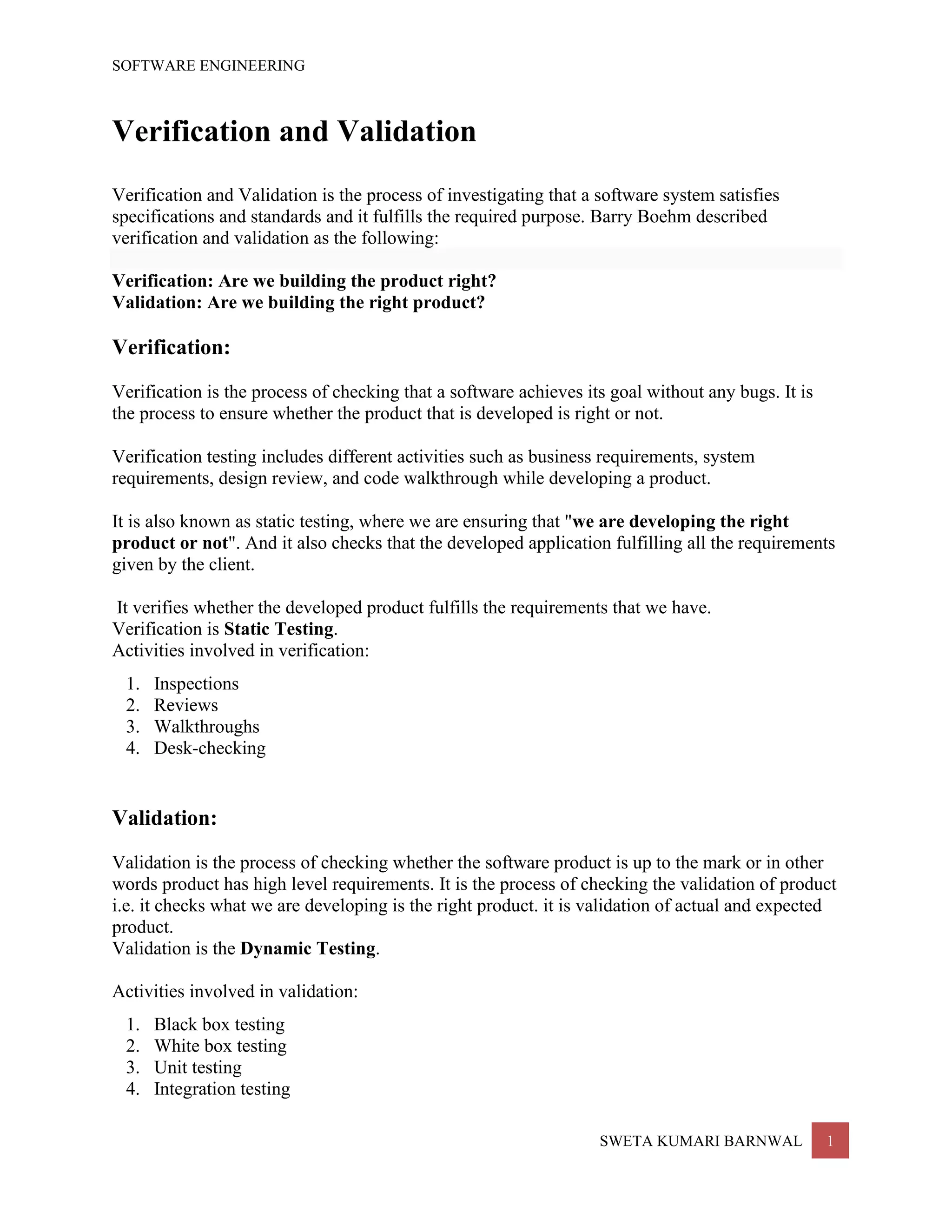 Validation And Verification Software Engineering Pdf