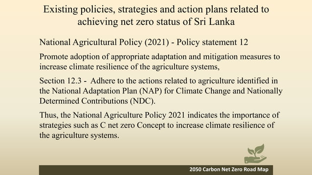 Developing 2050 Carbon Net Zero Road Map & Strategic Plan for Sri Lanka ...