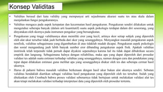 VALIDITAS Alat Ukur Penyusunan Skala dan Psikometri | PPT