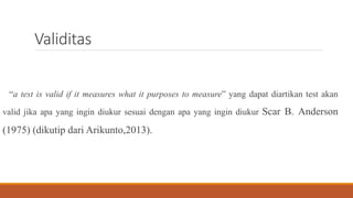 Validitas dan reabilitas | PPTX