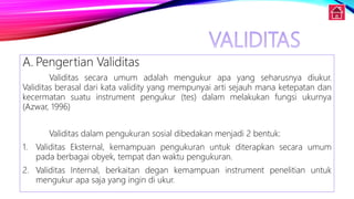 Validitas dan realibilitas | PPT
