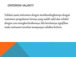 Validitas dan Reliabilitas Metode Penelitian Pendidikanpptx | PPTX