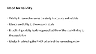 Validity.pptxDiscusses validity in research studies | PPTX