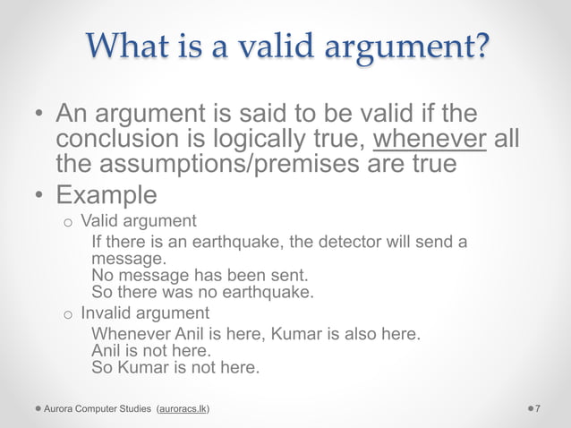 Validity of argument | PPTX | Science