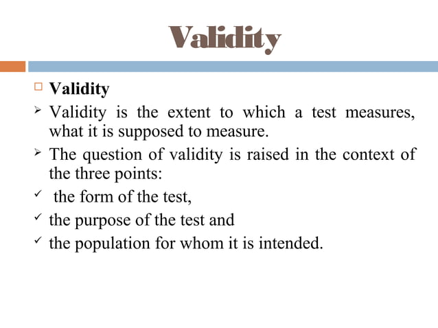 Validity and Reliability | PPT | Standardized Testing | Educational ...