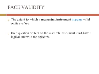 Validity and reliability of questionnaires | PPTX
