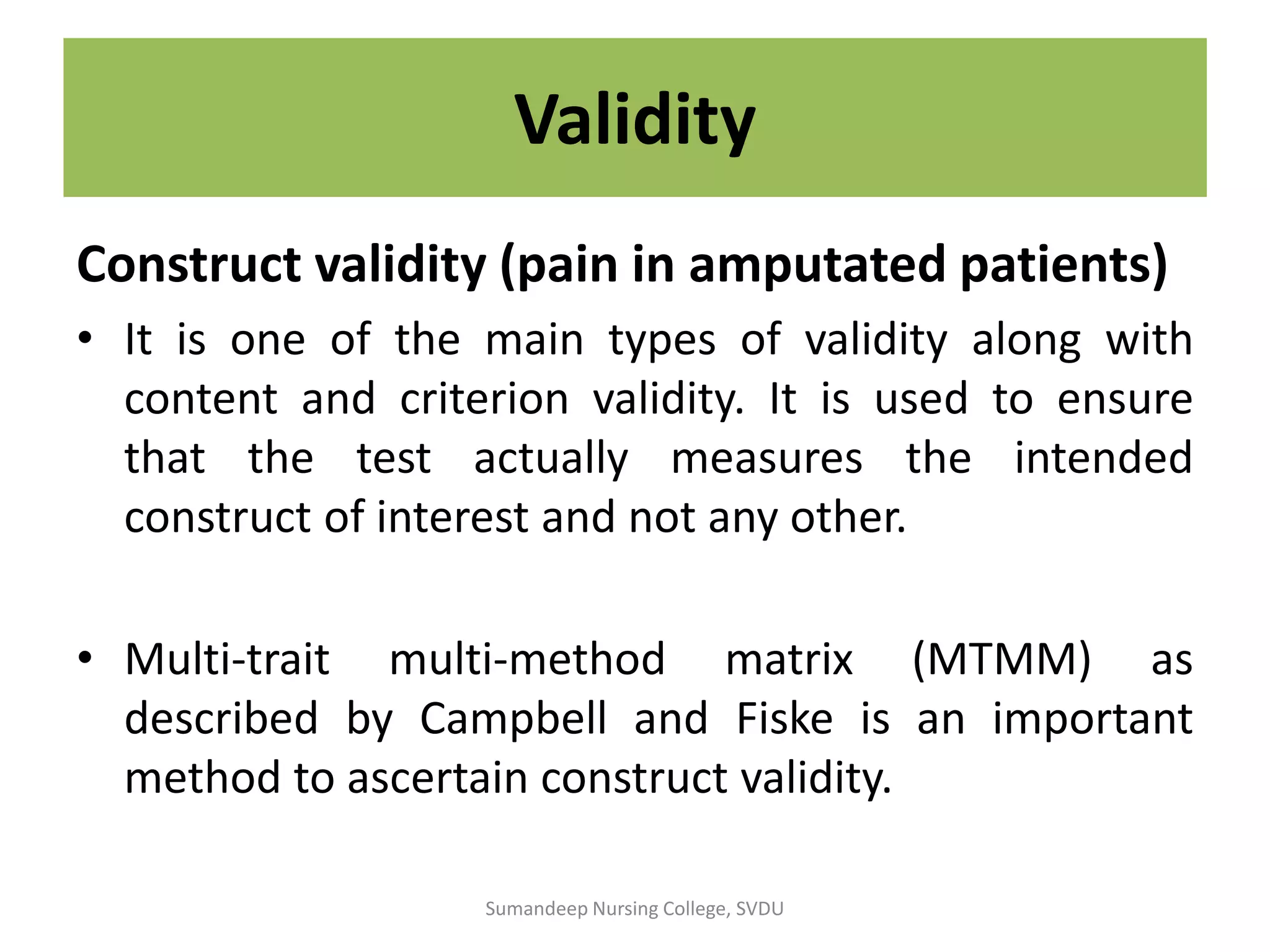 Validity and reliability of the instrument | PDF
