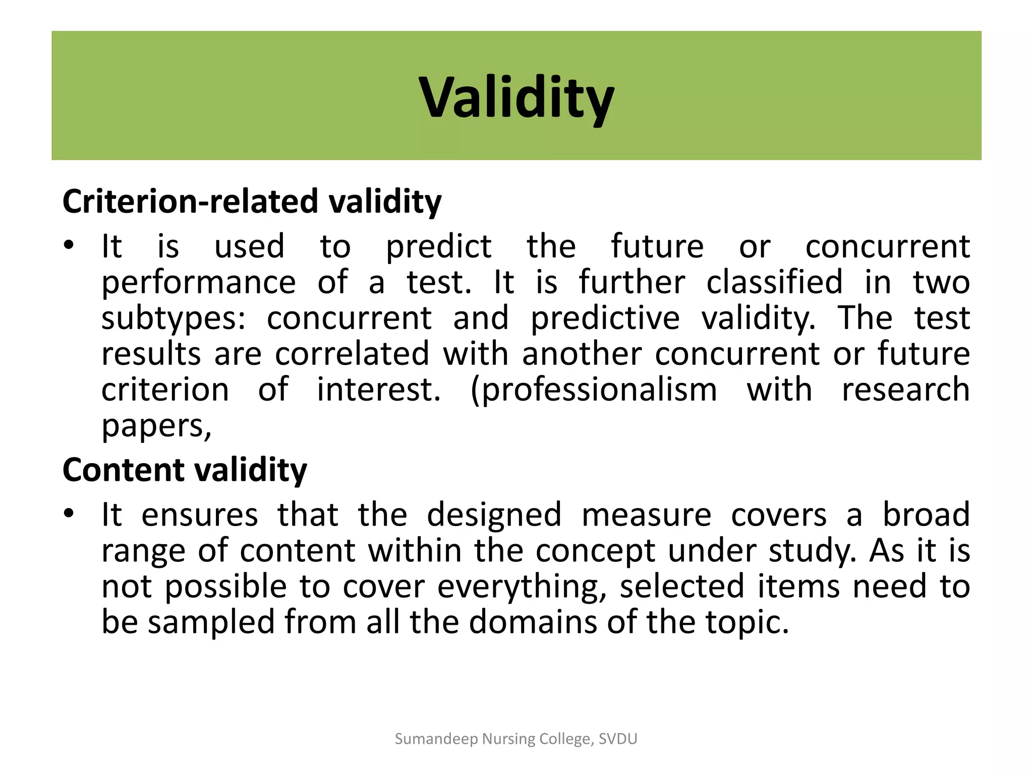 Validity and reliability of the instrument | PDF