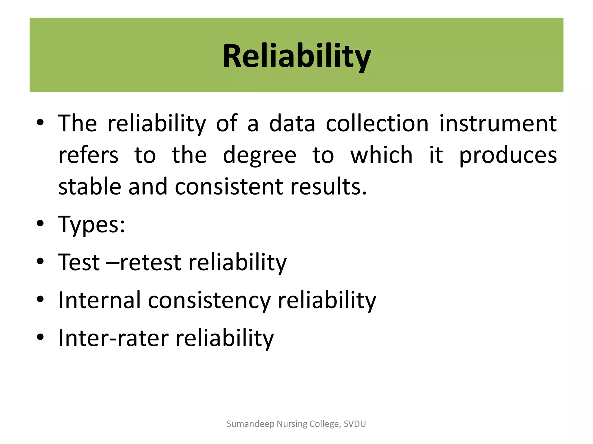 Validity and reliability of the instrument | PDF