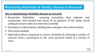 Validity and Reliability Threats and appropriate tool.pptx