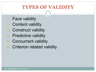 Validity and reliability_vipin | PPSX