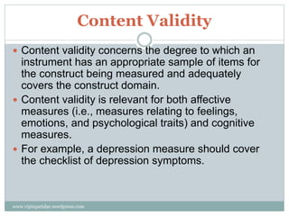 Validity and reliability_vipin | PPSX
