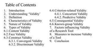 Validity of a Research Tool | PPTX