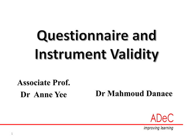 Questionnaire and Instrument validity | PDF | Educational Assessment | Education