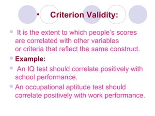 Validity, its types, measurement & factors. | PPT