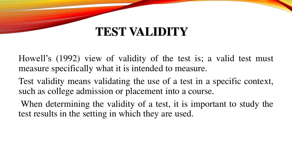 Validity of Assessment Tools