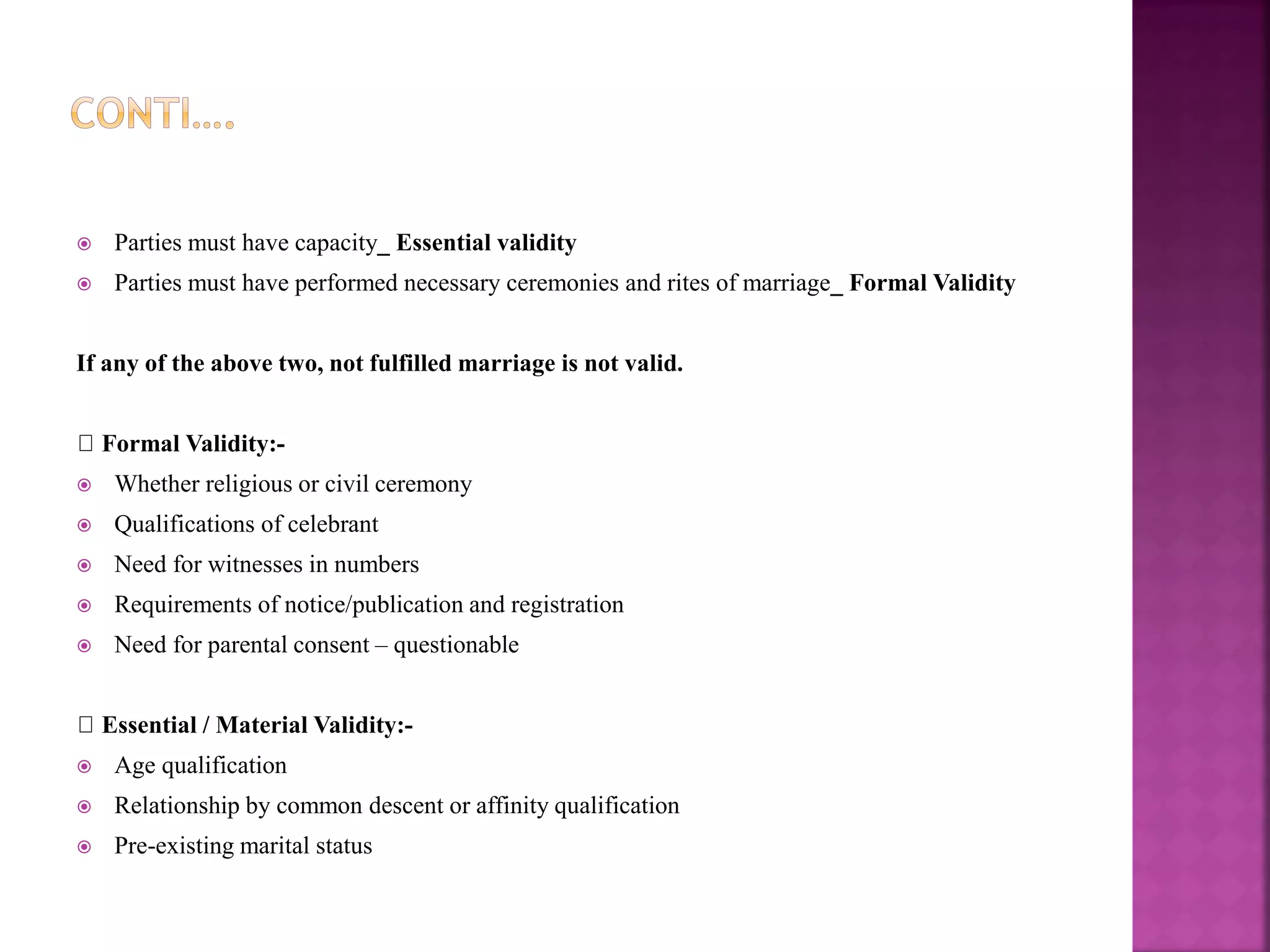Validity of marriage formal validity | PDF