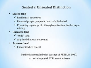 Validity of Unseated Tax Sales and Title Washing | PPT