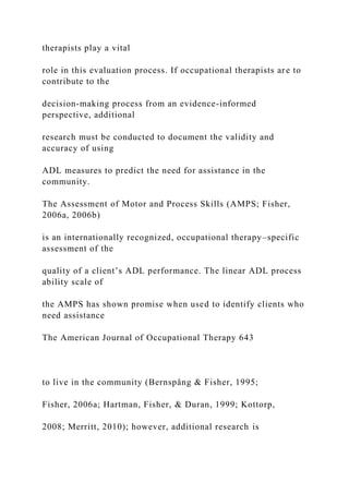 Validity of Using the Assessment of Motor and ProcessSkills .docx