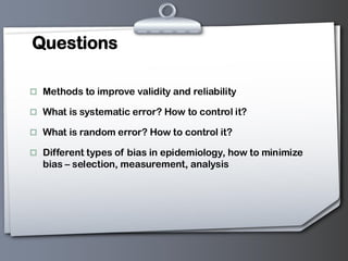Validity, reliability and bias.research methodology | PPT