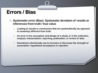 Validity, reliability and bias.research methodology | PDF