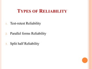 Validity, reliability and feasibility | PPTX