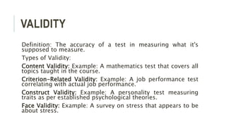 VALIDITY, RELIABILITY AND INTERnal validity.pptx