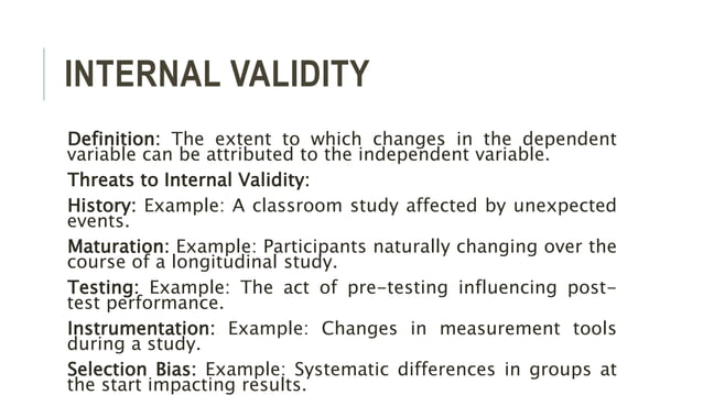 VALIDITY, RELIABILITY AND INTERnal validity.pptx