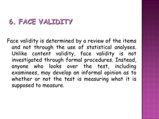 Validity, reliability & practicality | PPTX